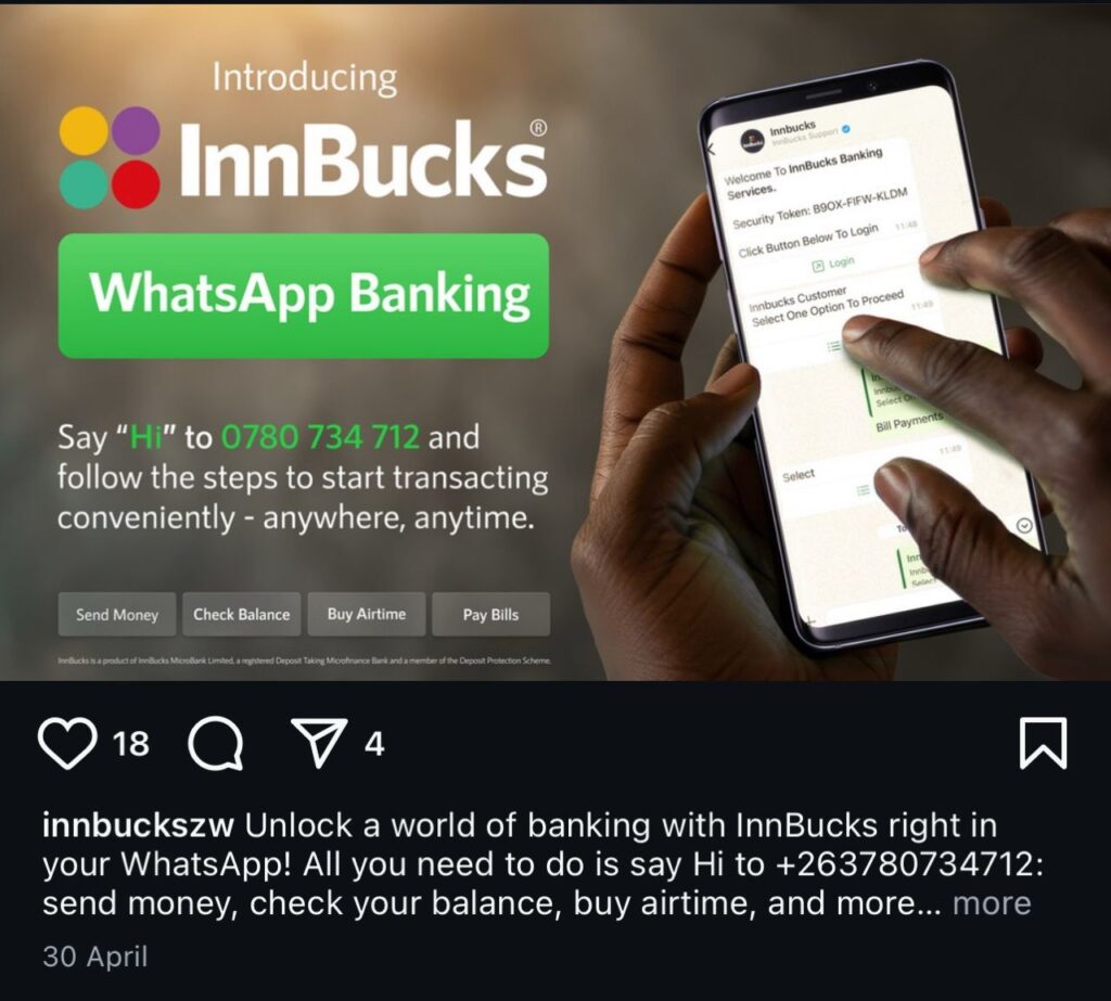 InnBucks Launches WhatsApp Banking - TechnoMag