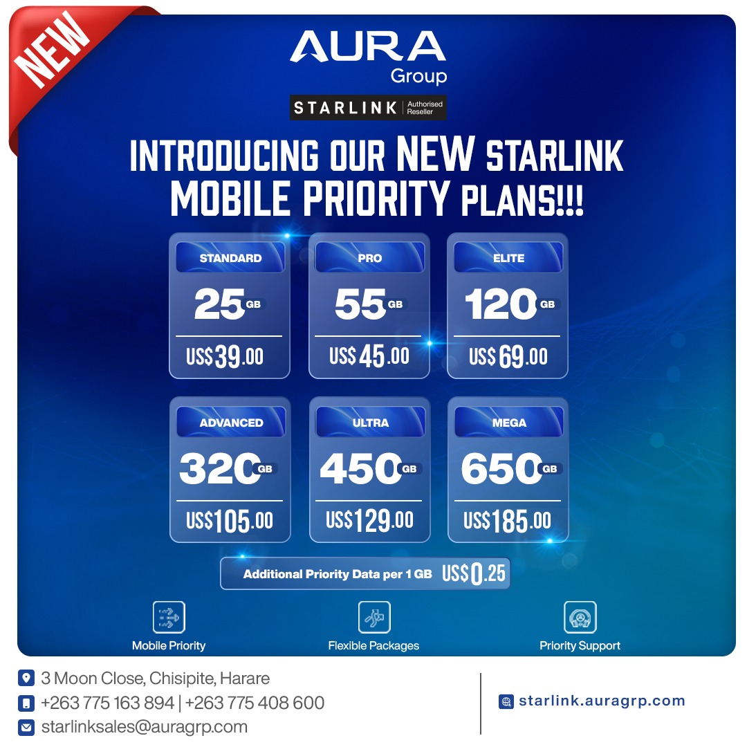 AURA introduces Starlink Mobile Priority for Harare from only $39! - TechnoMag