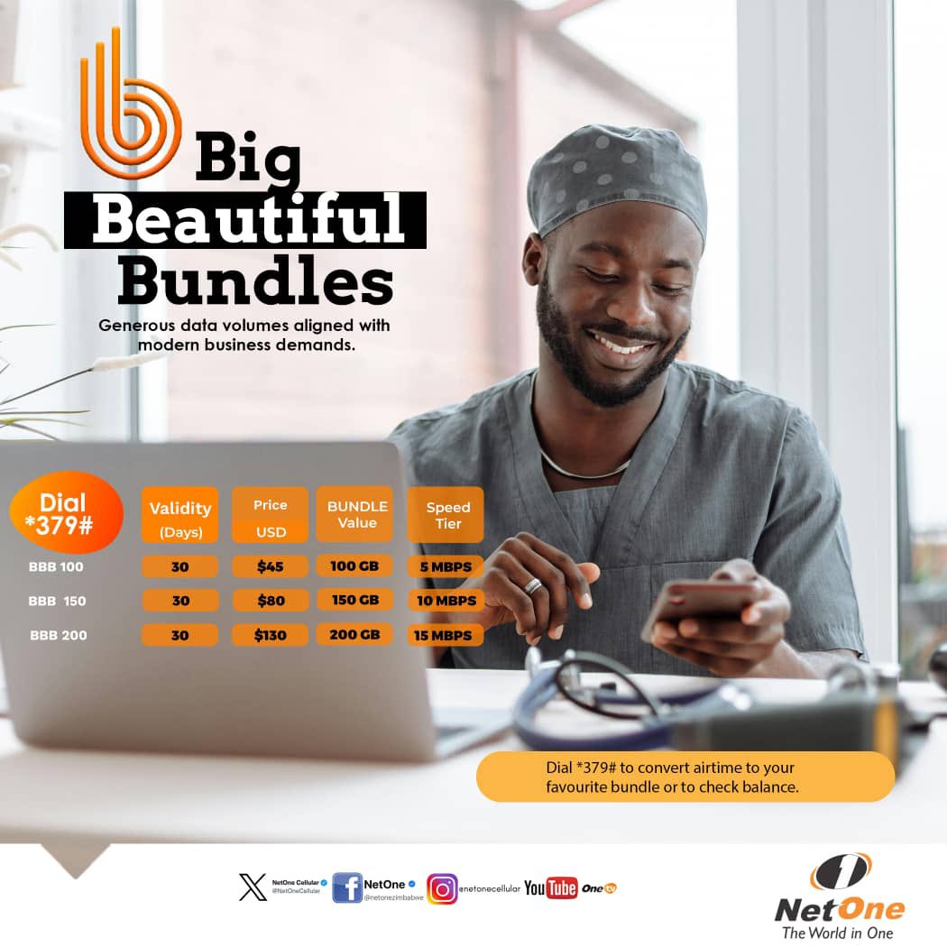 NetOne Launches The Big Beautiful Bundles, $45 per 100GB - TechnoMag